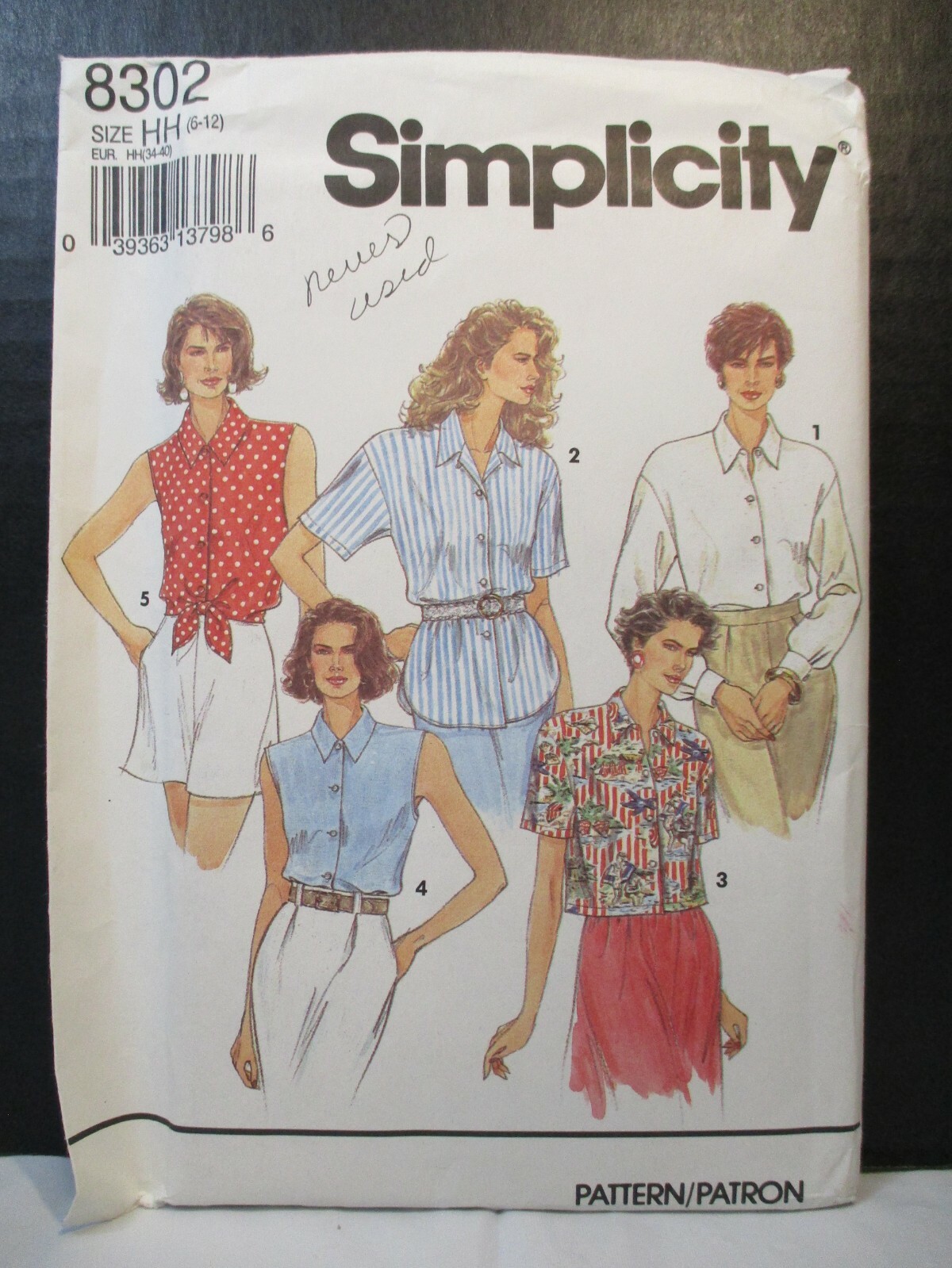 Simplicity Pattern 8302 Misses Size HH (6-12) Button Front Shirt Uncut ...