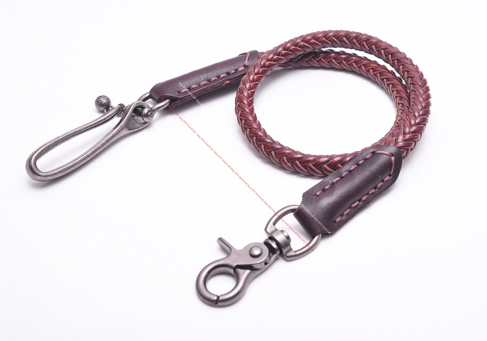 24" Men Handmade Quality Leather Braided Motocycle Trucker Jeans Wallet ...