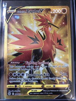 Pokémon TCG - Galarian Zapdos V - Gold Secret Rare - Brilliant Stars ...