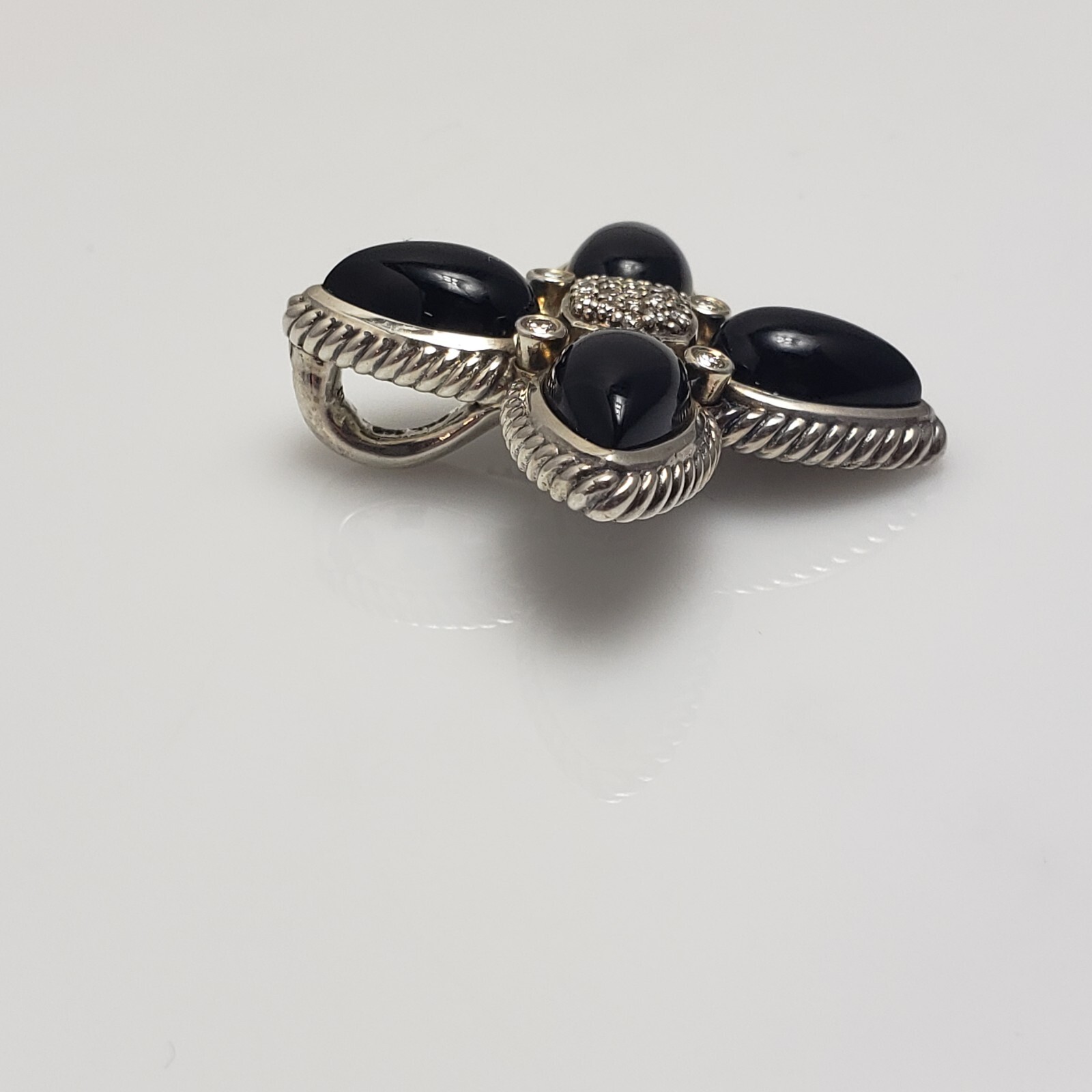 David Yurman Sterling Silver Black Onyx & Diamond Pen… - Gem