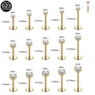 16G/18G/20G Titanium Labret Stud Push in Lip Rings Helix Tragus Earring ...