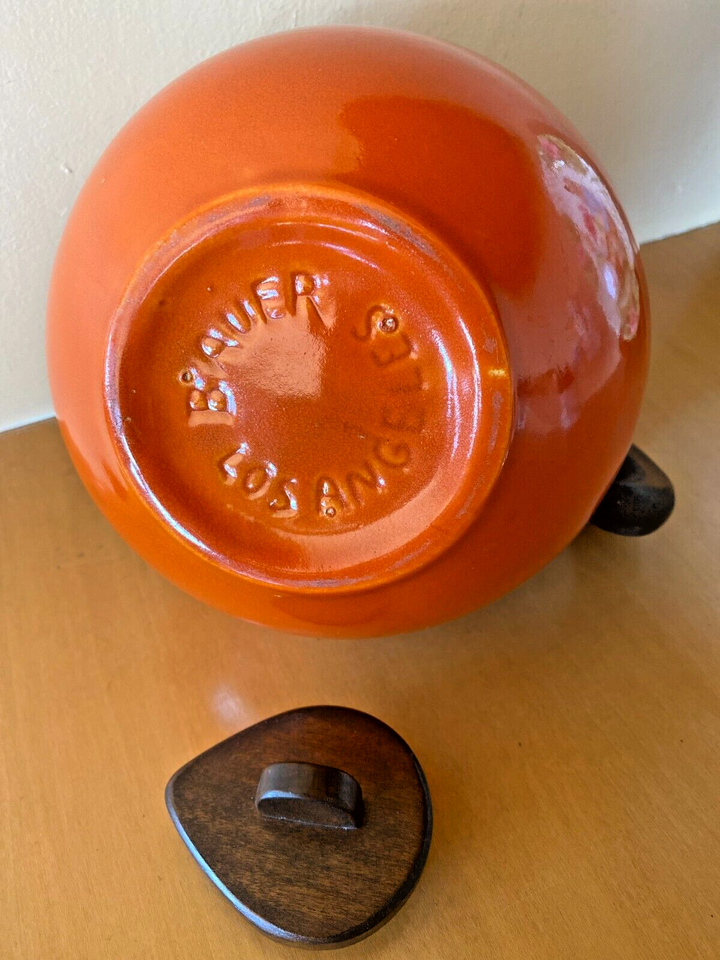 Bauer Pottery Vintage Carafe Wooden Handle with Lid Mint condition | eBay