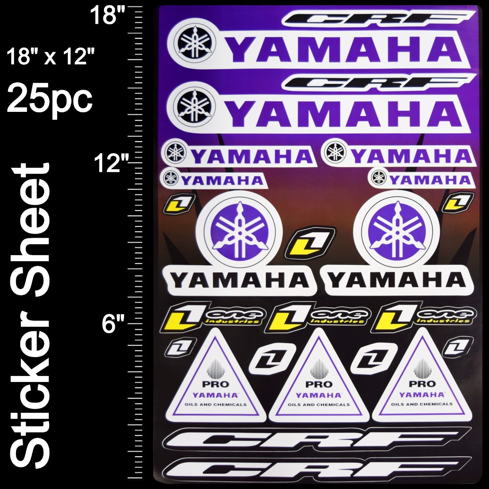 Yamaha 25 Piece 18"x12" Stickers Decal Sheet - MX ATV Motocross ...