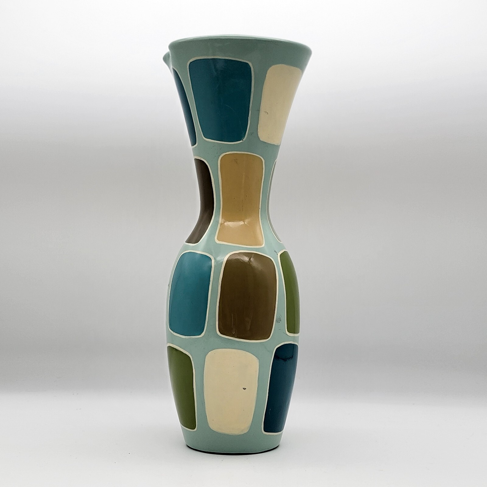 MCM Jill Rosenwald Ceramic Pitcher/Vase 11” Light Blue with Colored ...