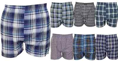 12 6 3 PAIRS MENS BOXER WOVEN UNDERWEAR CHECK BOXERS SHORTS TRUNKS S ...