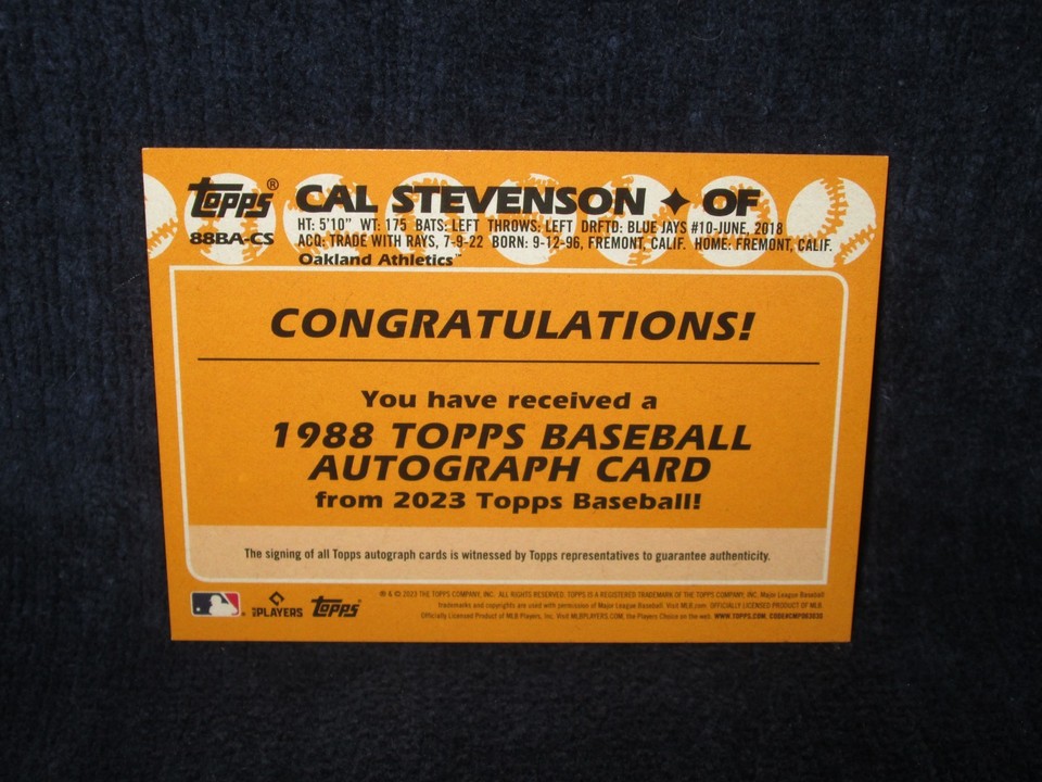 2023 Topps Update 35th Anniversary Rookie Auto Cal Stevenson #88BA-CS ...
