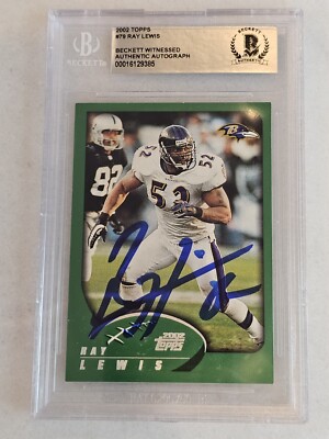 Ravens Ray Lewis Authentic Signed 2002 Topps #79 Auto Card Autographed ...