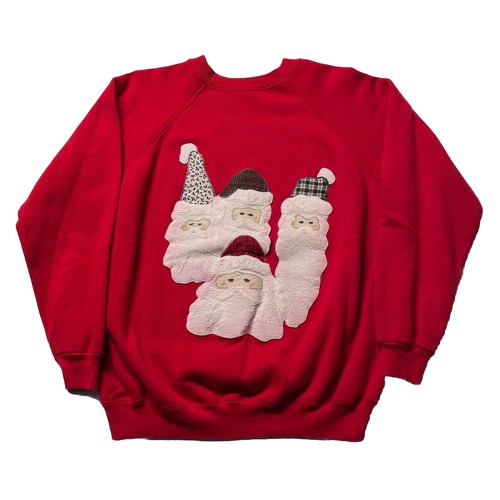 Vintage 90s Christmas Sweatshirt Women’s Large Red Pullover Santa Claus ...