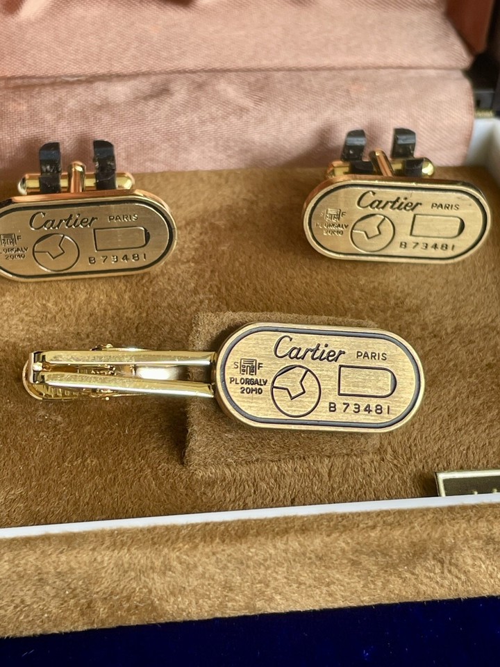 Cartier Lighter Tie Clip Cufflinks New Old Stock Condition Vintage Cufflinks Box | eBay