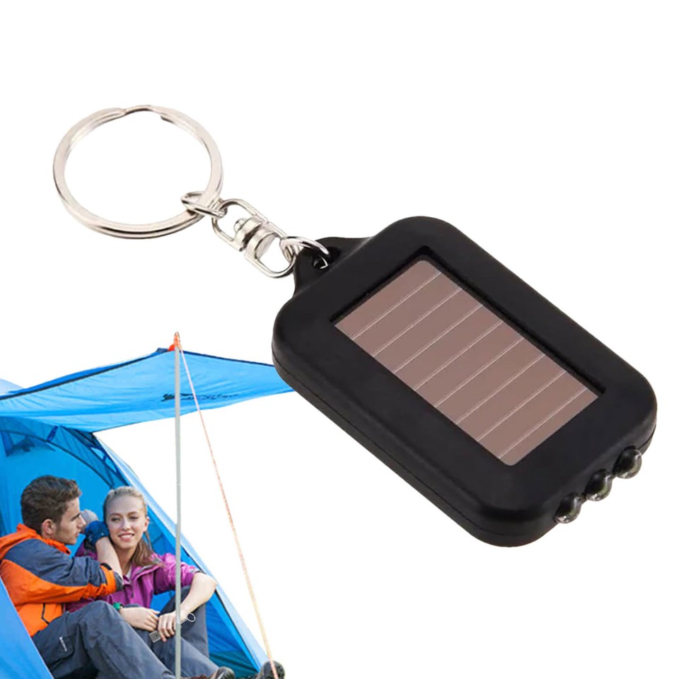 Mini Light Flashlight Keychain Solar Power Rechargeable LED 3-Lamp ...