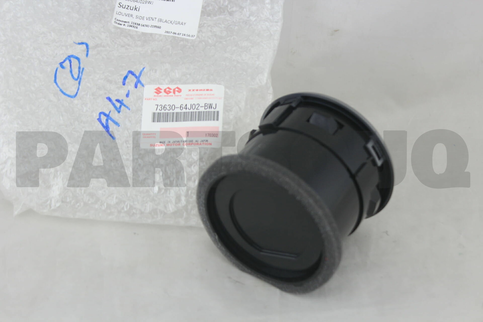 7363064J02BWJ Genuine Suzuki LOUVER, SIDE VENT (BLACK/GRAY) 73630-64J02 ...