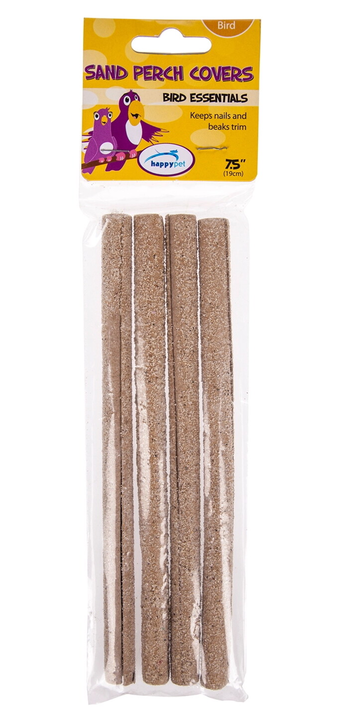 HAPPYPET SAND PERCH COVERS 6 X 4 PACK BUDGIE COCKATIEL NAIL TRIM BIRD ...
