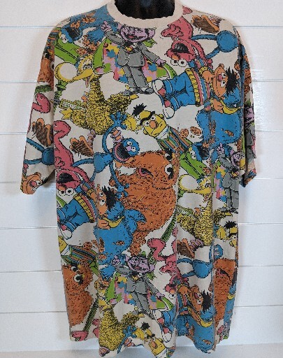 Rare Sesame Street Multi Character All Over Print Men… - Gem