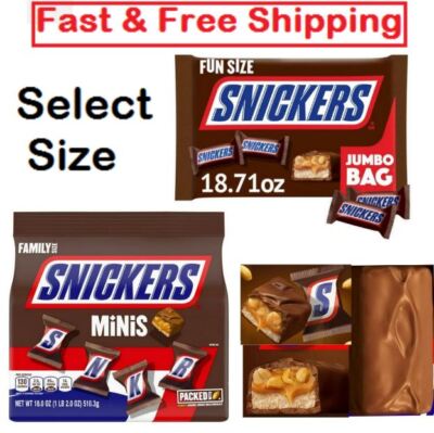Snickers Fun Size Chocolate Bars, Jumbo Candy Bag ( Select Your Size ...