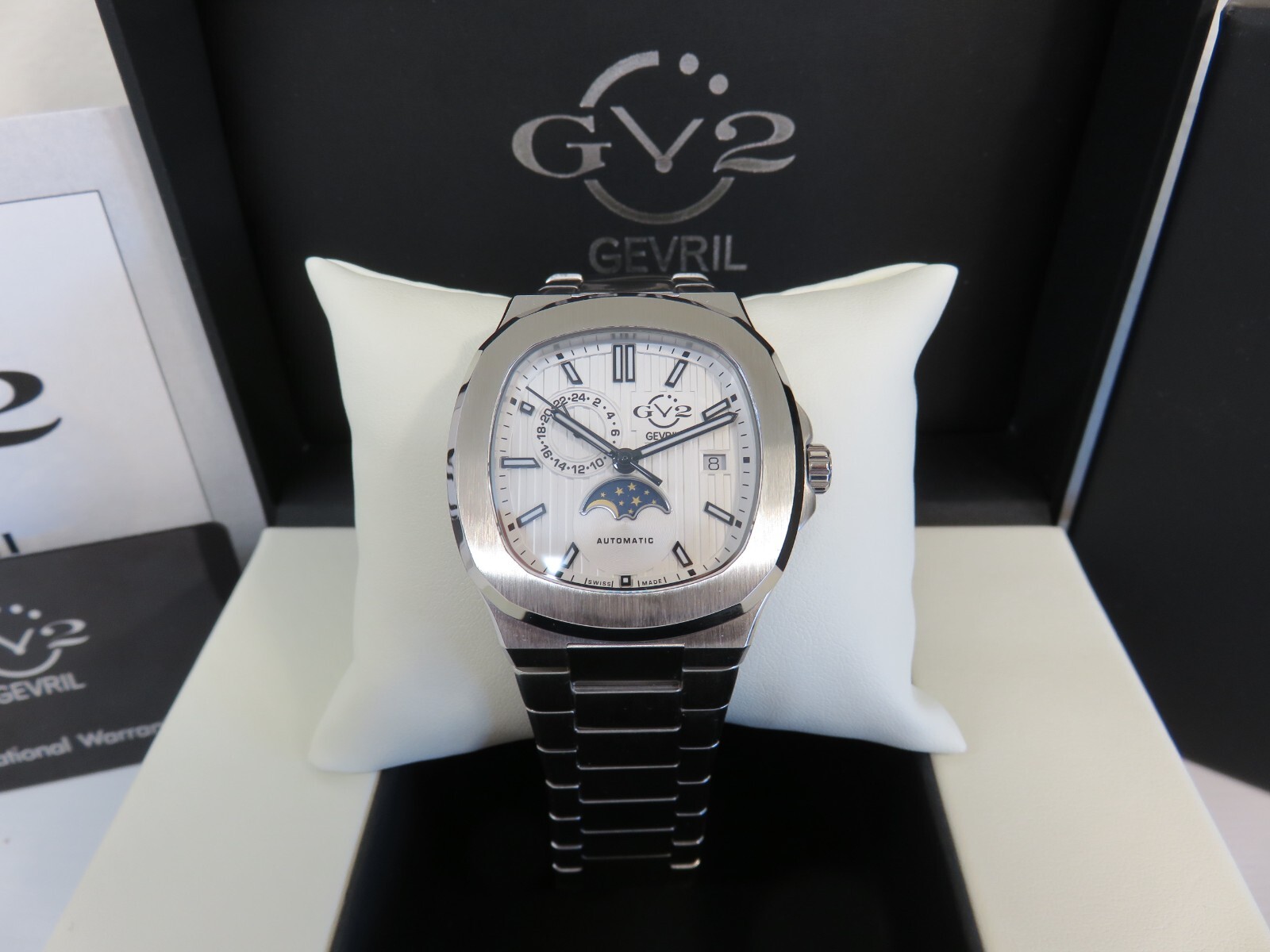 GV2 by Gevril Men's 18400B Potente Moon Phase Swiss Automatic Sellita ...