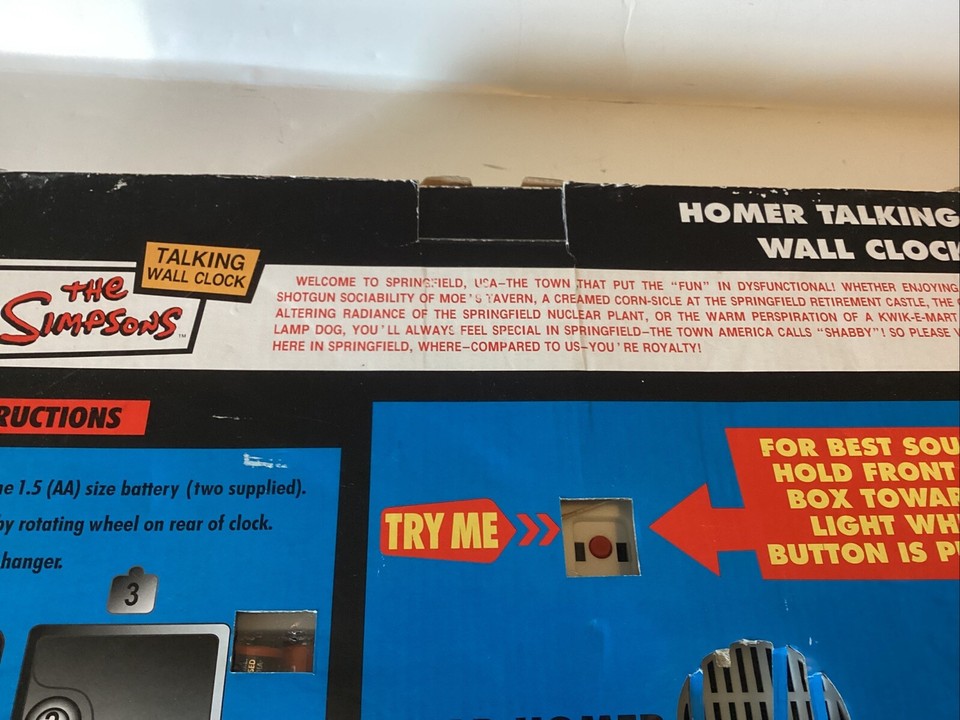 NIB The Simpsons Homer Talking Wall Clock 2004 Talk On the Hour Pacific ...