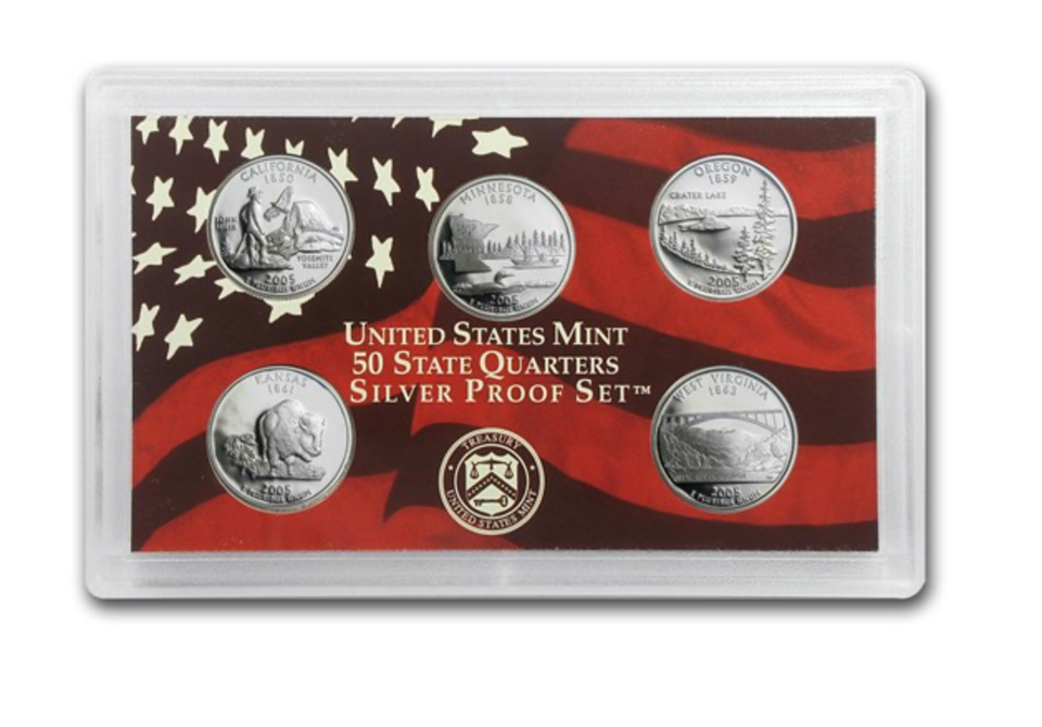 2005 US Mint 50 State Quarters Silver Proof Set COA OGP 2005 ...