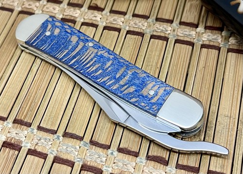 Case XX USA 2025 Smooth Blue Sycamore Wood 63734 Stainless Russlock ...