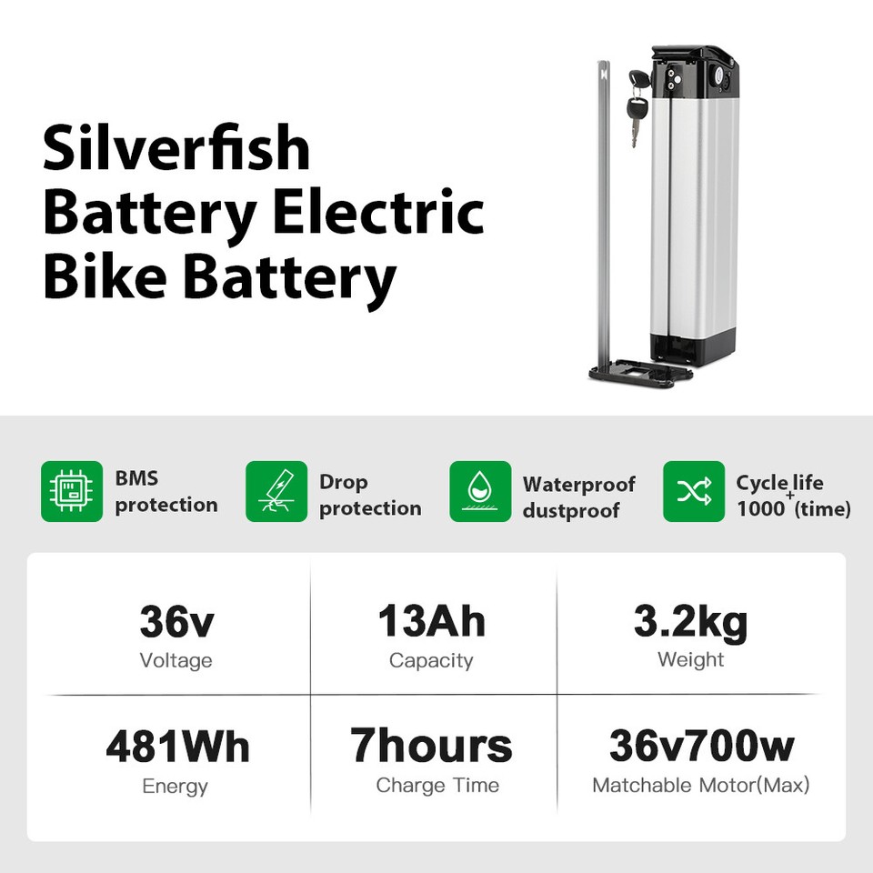 Silverfish Ebike Battery 36V 48V 10.4Ah 13Ah 15Ah 17.4Ah Battery with ...