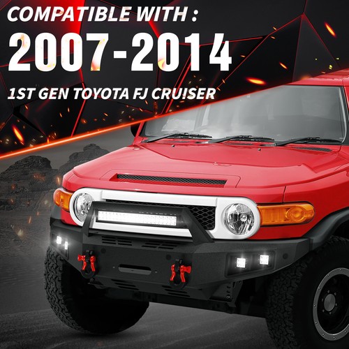 For 07-2014 1st Gen FJ Cruiser Front Bumper w/Winch Plate &5xLED Lights ...