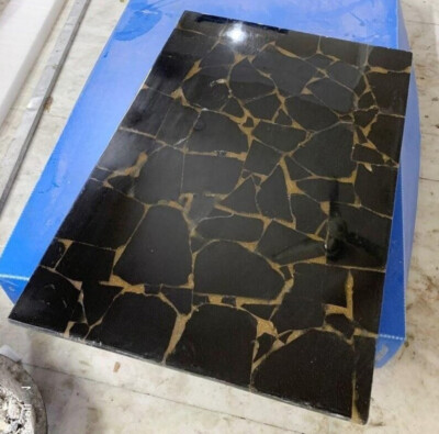 Black Obsidian Stone Coffee Table, Center Hallway Furniture Table For ...