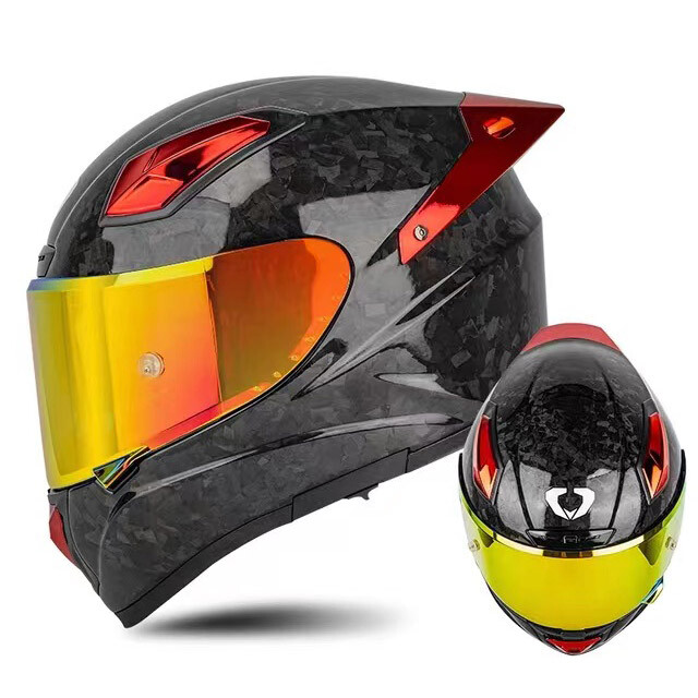 Carbon Fiber Motorcycle Helmet Full Face Lightweight Helmets Double ...