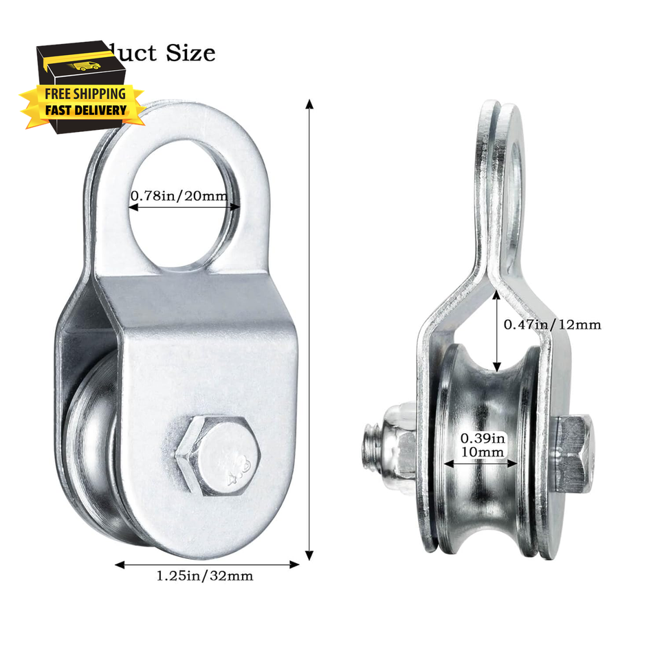 Cable Pulley 32Mm Small Snatch Block for 0.23Inch/6Mm Wire Rope, Single ...