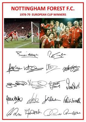 200. 1978-79 Nottingham Forest Signed Team Photo Sheet (PRINTED ...