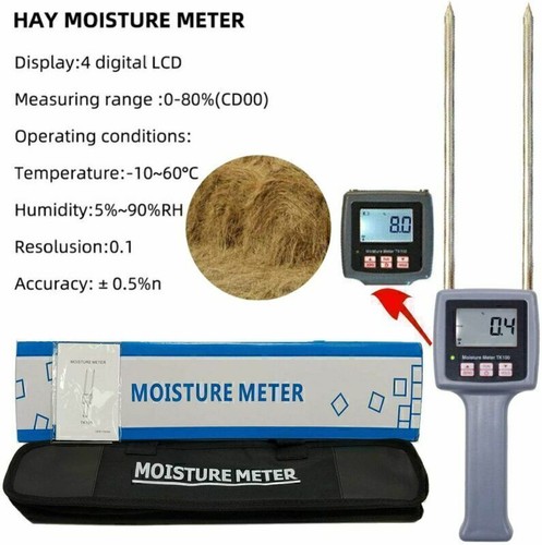 Hay Moisture Meter For Forage Grass Cereal Straw Bran Hygrometer 0-80% ...
