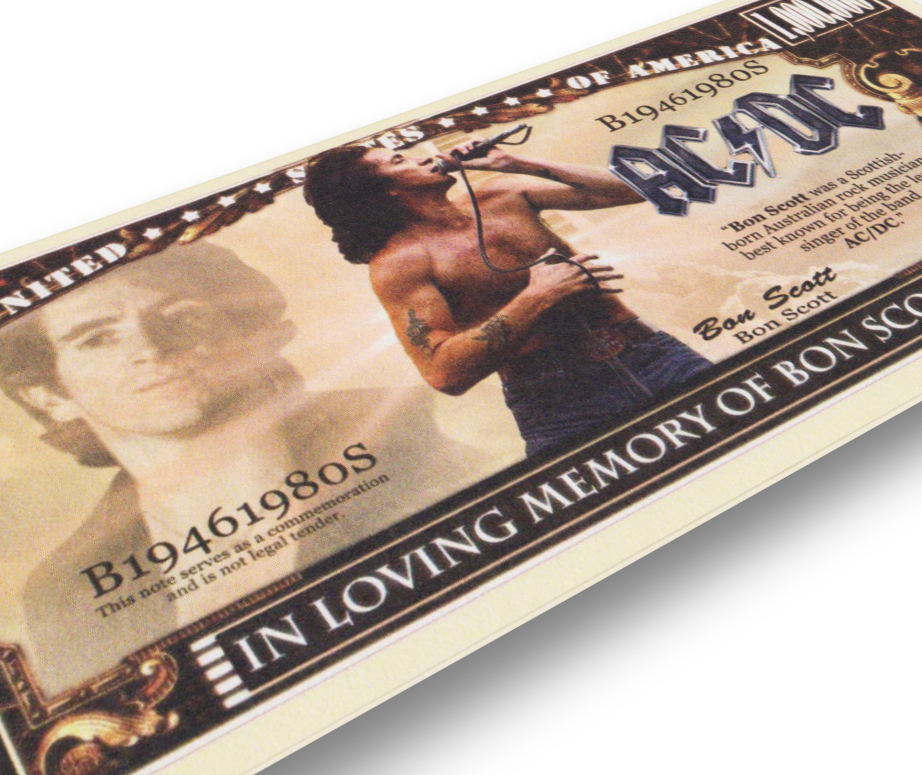 RARE: AC/DC Bon Scott $1,000,000 Novelty Note, Music. | eBay Australia