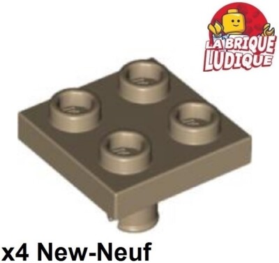 Lego 4X Plate Modified 2X2 Pin On Bottom Dark Tan 2476 New | eBay