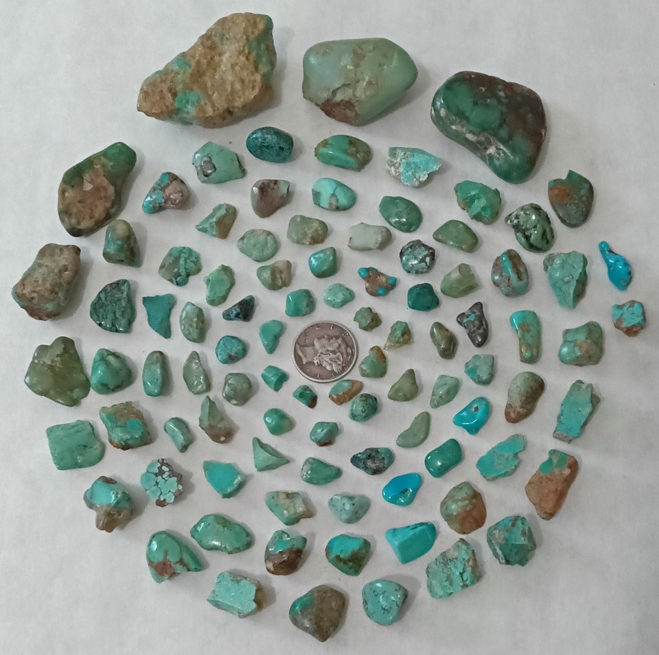 4 oz Old Stock Turquoise Rough Fox Mine NV Turquoise Mountain AZ Green ...