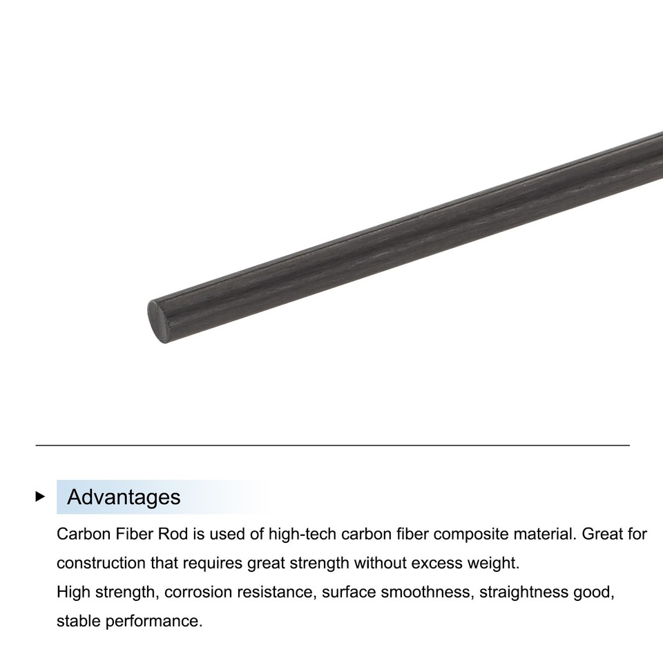 5Pcs Carbon Fiber Rod 3mmx400mm for RC Plane Kite Wing Tube Quadcopter ...