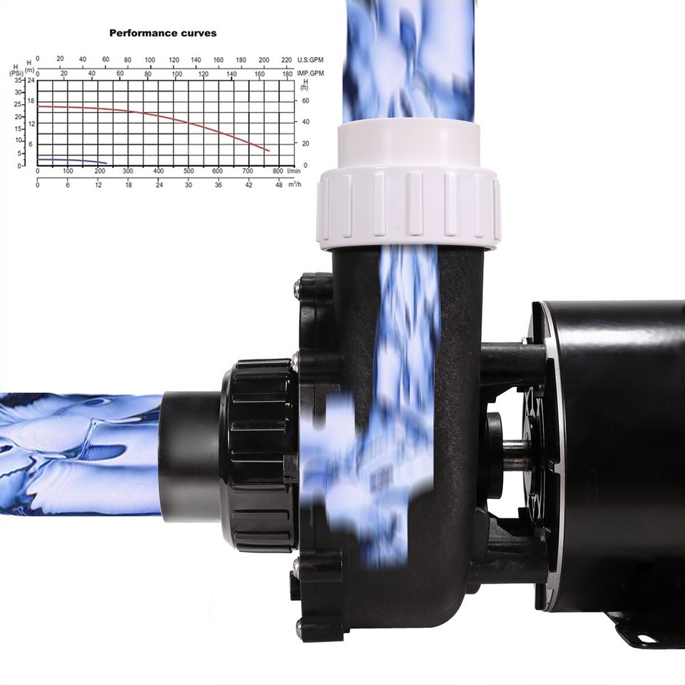 2.0HP Spa Pump 2-Speed Motor Hot Tub Pump 2" Discharge Intake 220V ...
