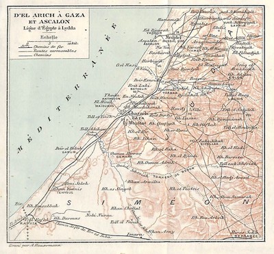 ISRAEL DE EL ARICH A GAZA & ASCALON PLAN MAP 1936 | eBay