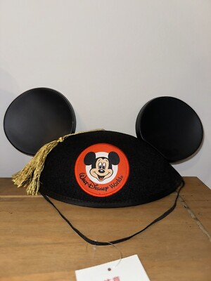 Disney Mickey Mouse Graduation Cap Adult Black Ears Hat Tassel Graduate ...