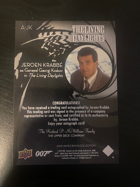 2019 James Bond Collection Jeroen Krabbe General Georgi Koskov as #A-JK ...