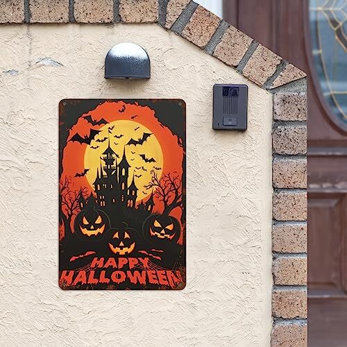 Happy Halloween Aluminum Tin Sign Vintage Haunted House Design Spooky ...