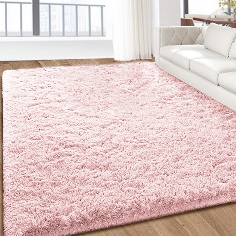 Shaggy Fluffy Area Rug Anti Skid Living Room Bedroom Carpet Ultra Soft ...