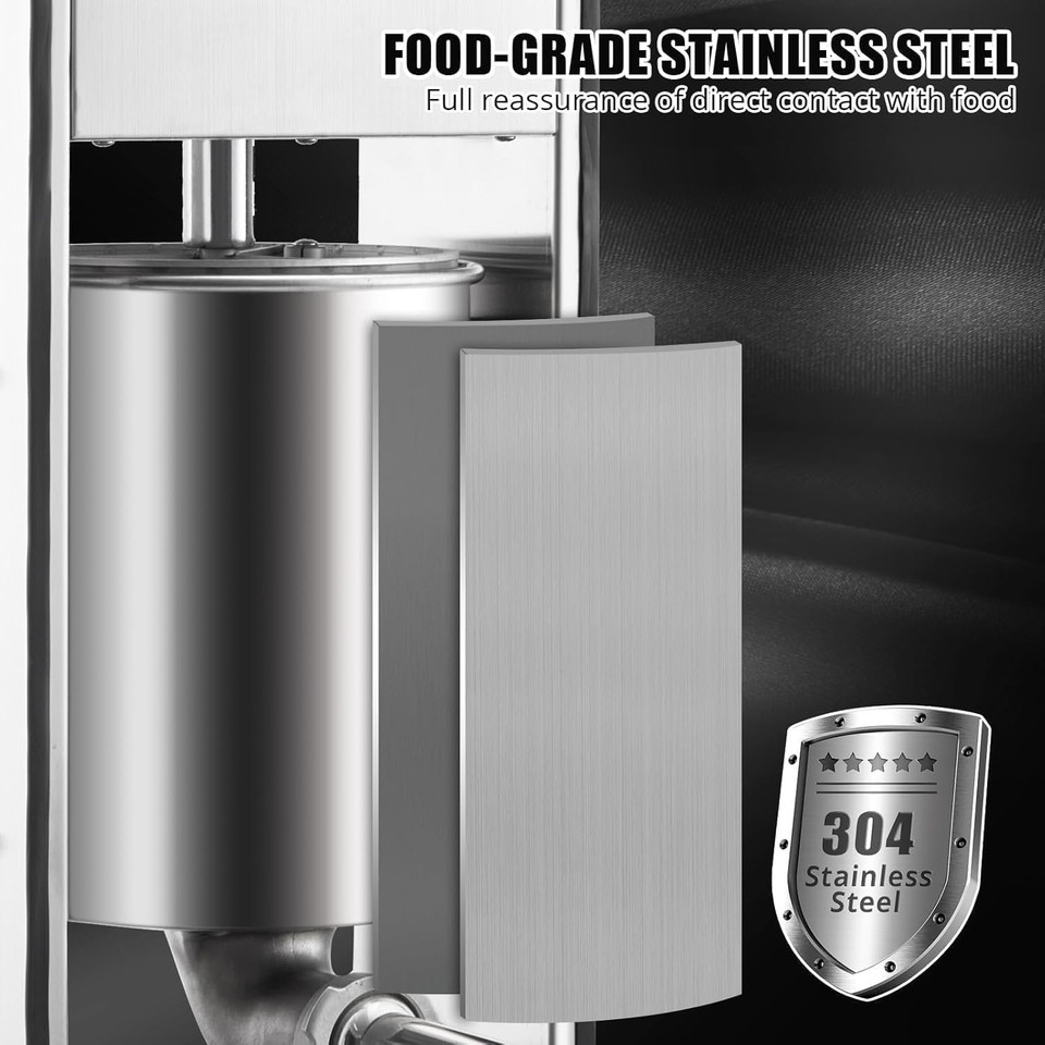 30LB/15L Manual Sausage Stuffer Stainless Steel Stuffer Filler Kit Meat ...