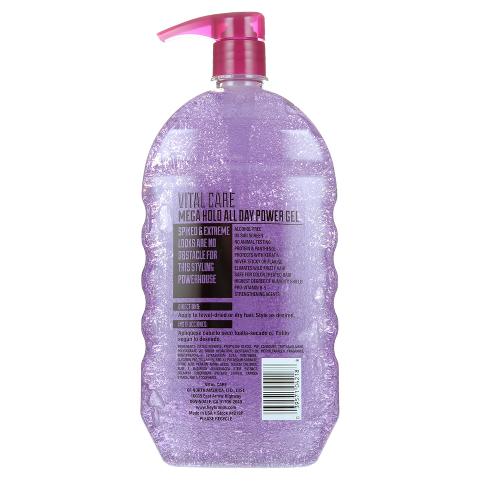 Vital Care Mega Hold Hair Styling Gel Frizz Control Shine Pump 40oz, 5 ...