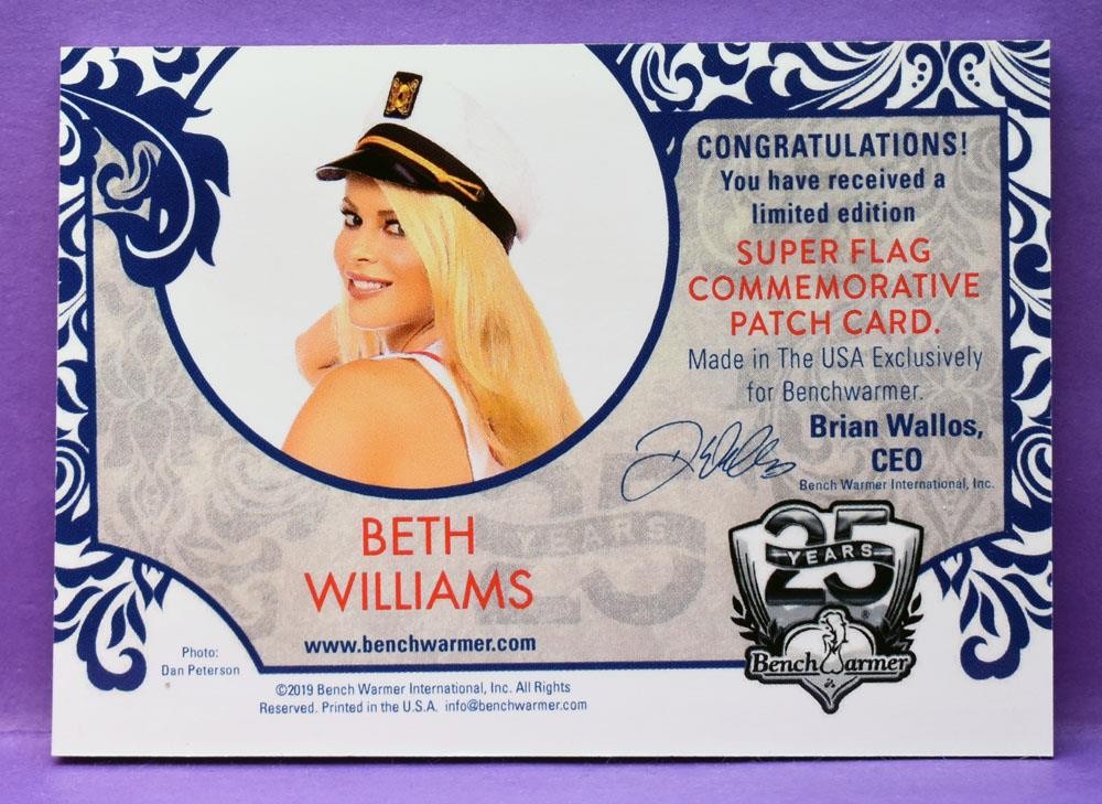 BenchWarmer 2019 25 Years 2 Beth Williams 1/1 ICE BLUE FOIL Super Flag ...
