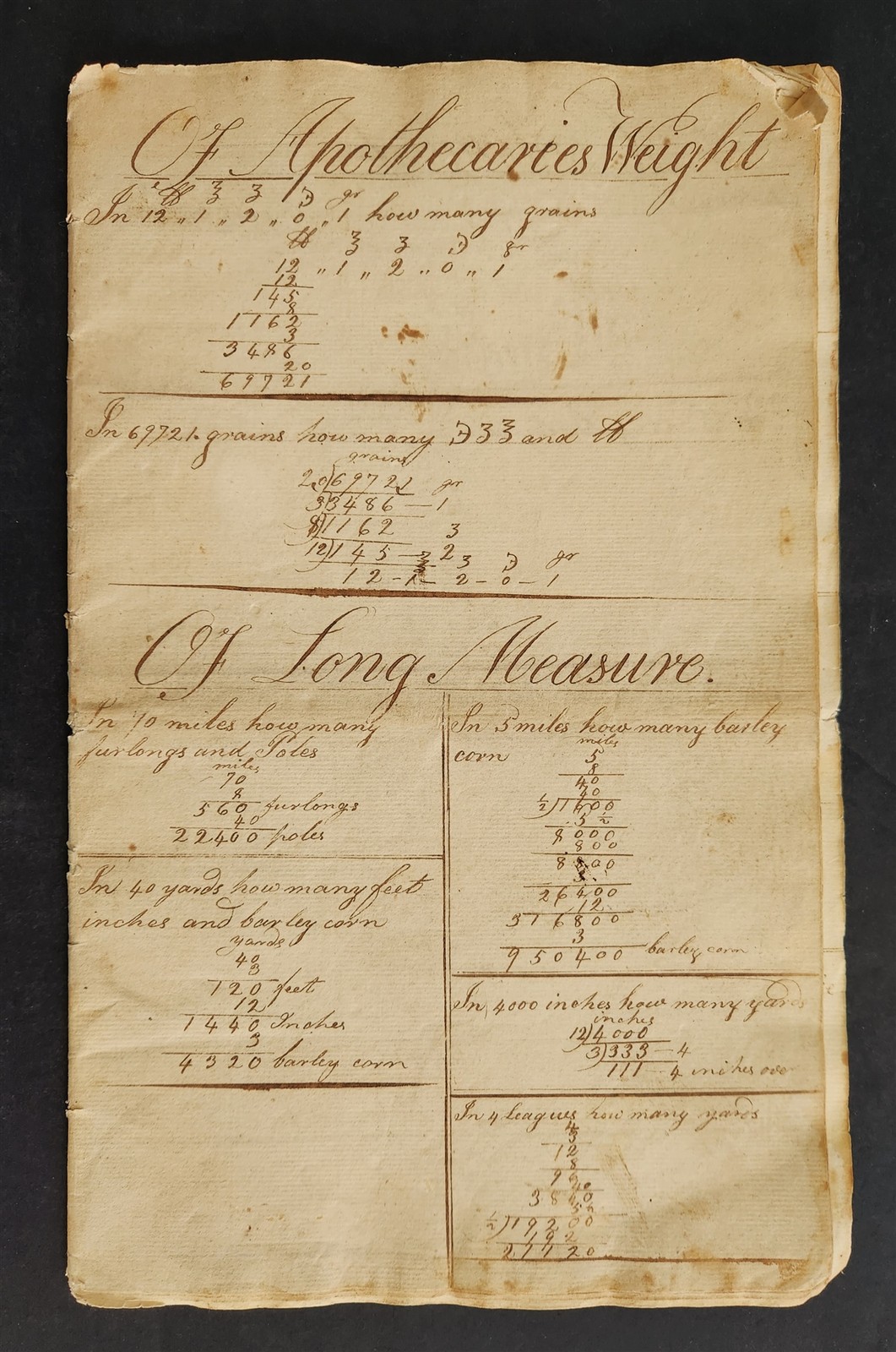 1815 antique MATH CYPHER PENMANSHIP fraktur ABRAHAM WEAVER calligraphy ...