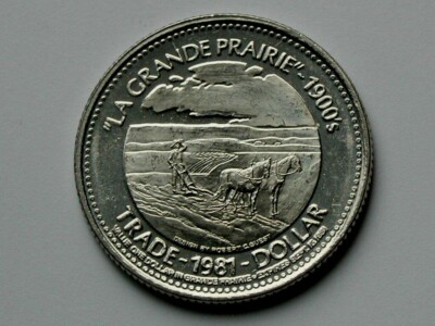 Grande Prairie AB CANADA 1981 Trade DOLLAR Token w/ Plow Horses ...