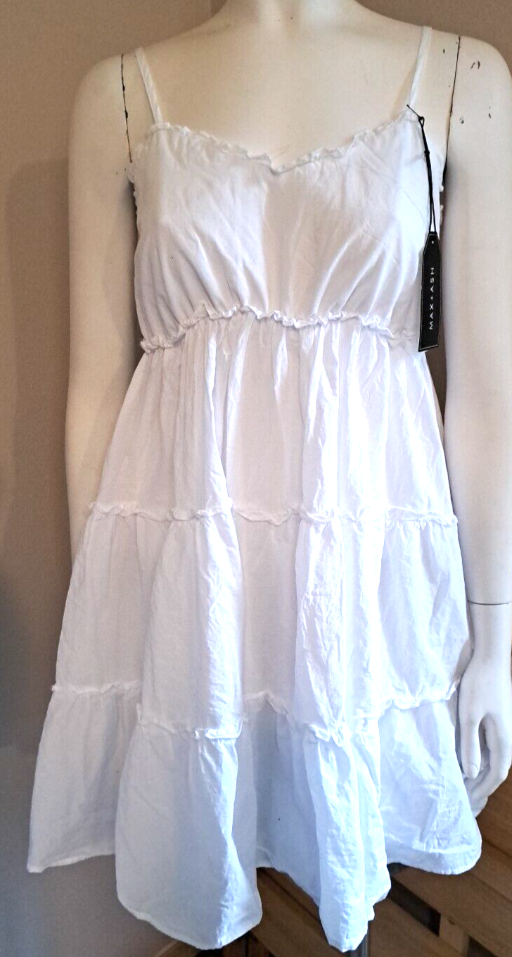MAX & ASH NWT White Tiered Dress JUNIOR XL/ Women's M Baby Doll Sun ...