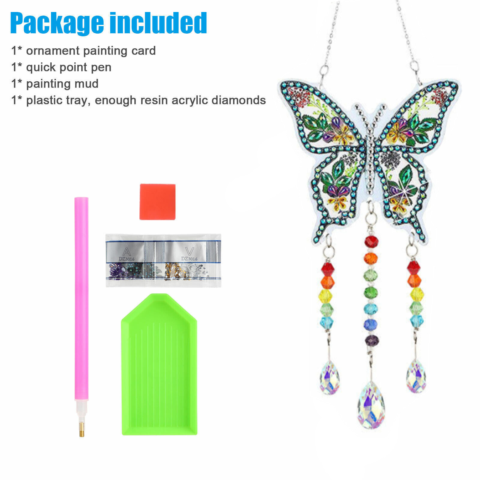 DIY Diamond Painting Suncatcher Double Sided Wind Chimes Garden Hanging ...