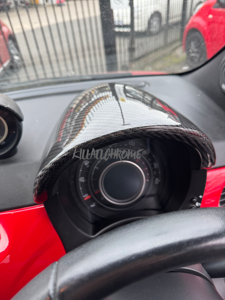 For Abarth Carbon Fibre Rev Counter Cowling Cover 500 595 RHD Black UK ...