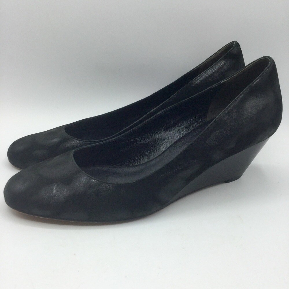 Cole Hann Black Leather Stacked Wedge Heels Size 9.5 - Gem