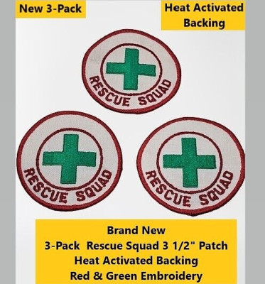 3-Pack Brand New RESCUE SQUAD PATCH 3 1/2" DIAMETER Heat Activated ...