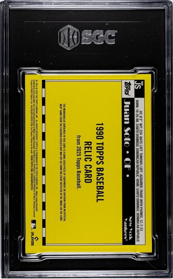2025 Topps ’90 Topps Relic Juan Soto #T90R‑JS SGC 9.5 | eBay